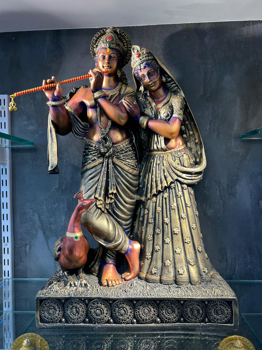 Iskcon Lord Radha Krishna Idol with Gold Accents – Vistara Lights